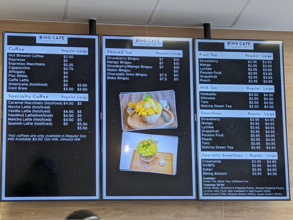 Menu at Bing Cafe, Las Vegas