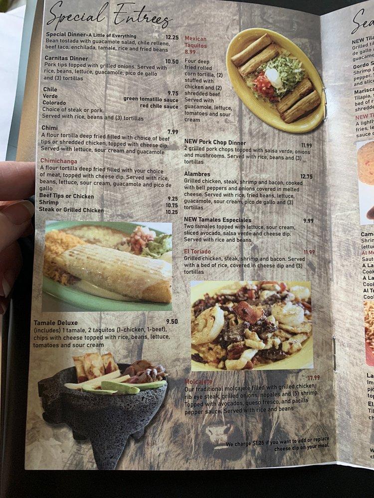 Menu at El patio mexican restaurant, Kirksville