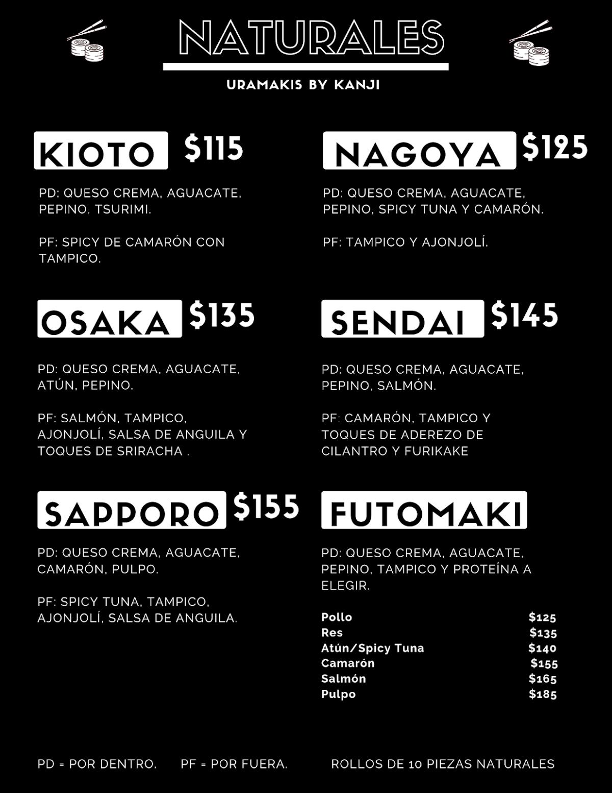 Carta del restaurante Kanji Mx Guadalupe, Culiacán Rosales