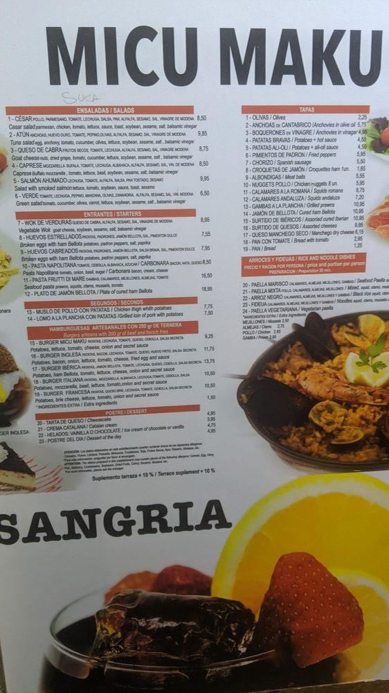 Menu at Micu Maku - Mediterranean Restaurant in Barcelona, Barcelona