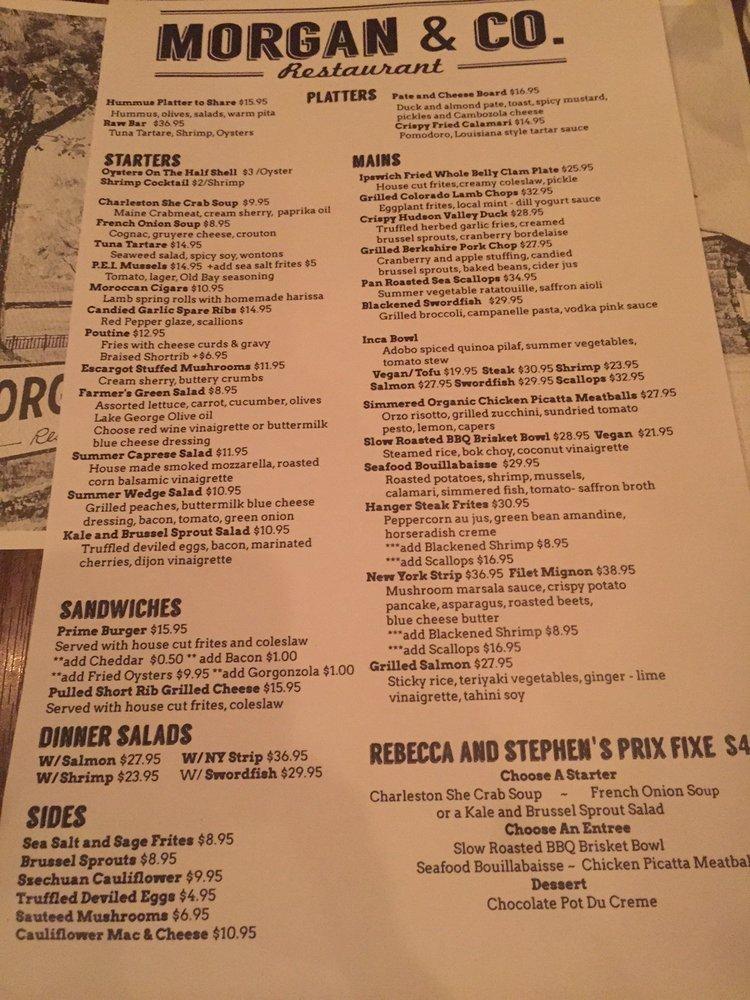 Menu at Morgan & Co steakhouse, Glens Falls