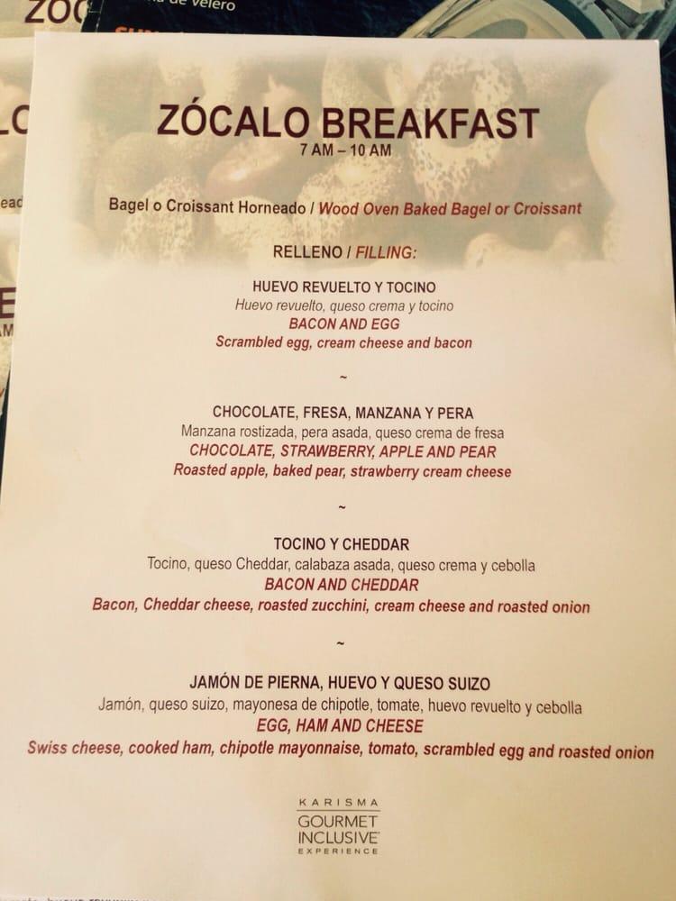 Menu at El Zócalo, Mexico