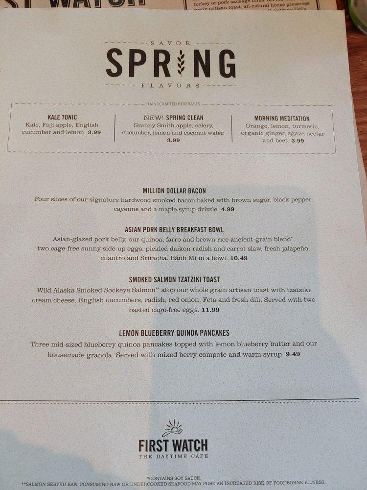 Menu at First Watch cafe, Dania Beach, 180 S Compass Wy