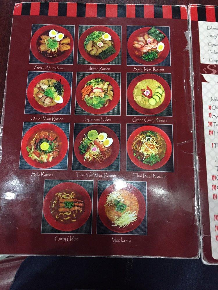 Menu at Ichiban restaurant, Amarillo