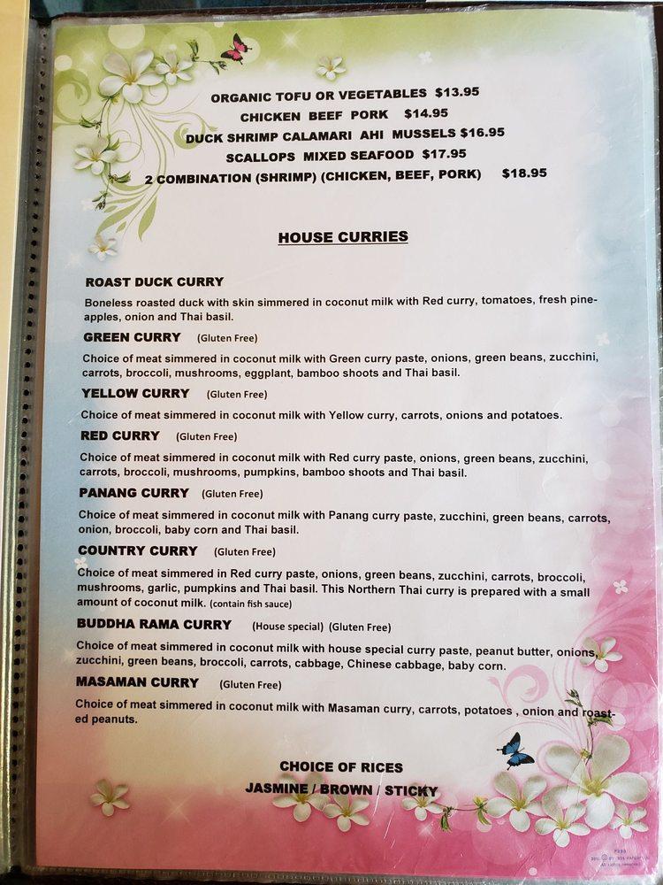 Menu at New Chiang Mai Thai Cuisine restaurant, Hilo