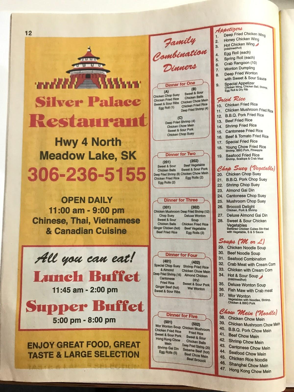Menu at Silver Palace Restaurant Inc, Meadow Lake