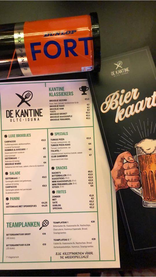 Menu at De Kantine-Iduna, Utrecht