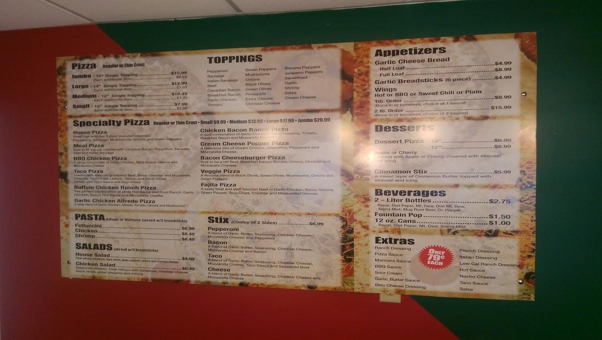 Menu at Gary Chimney Sweep & Dryer Vent pizzeria, St. Cloud, 20th St NE