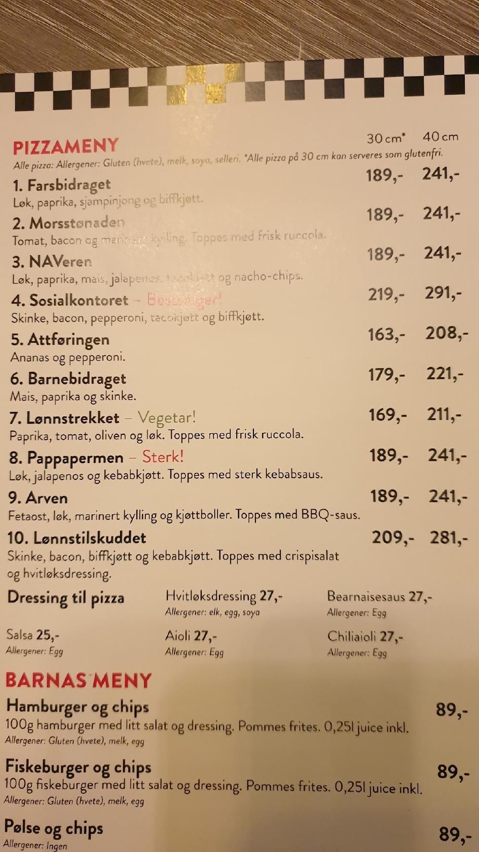 Menu at Go2'Grill Sosialkontoret Bar&Spiseri, Ballangen