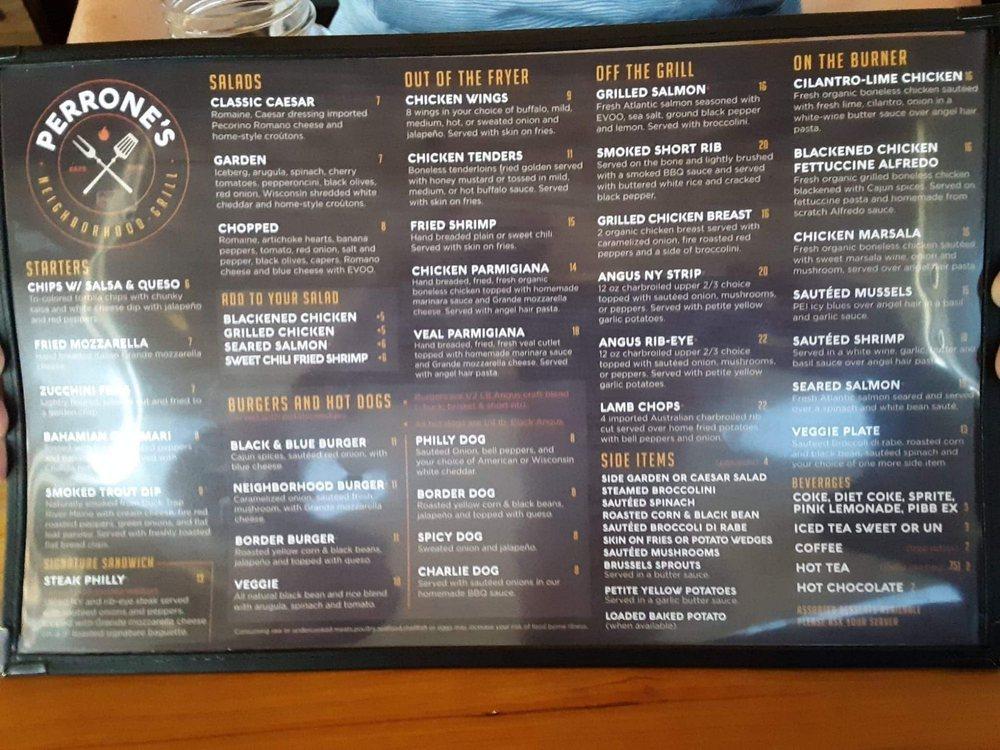 Menu at Neighborhood Grill restaurant, Murphy