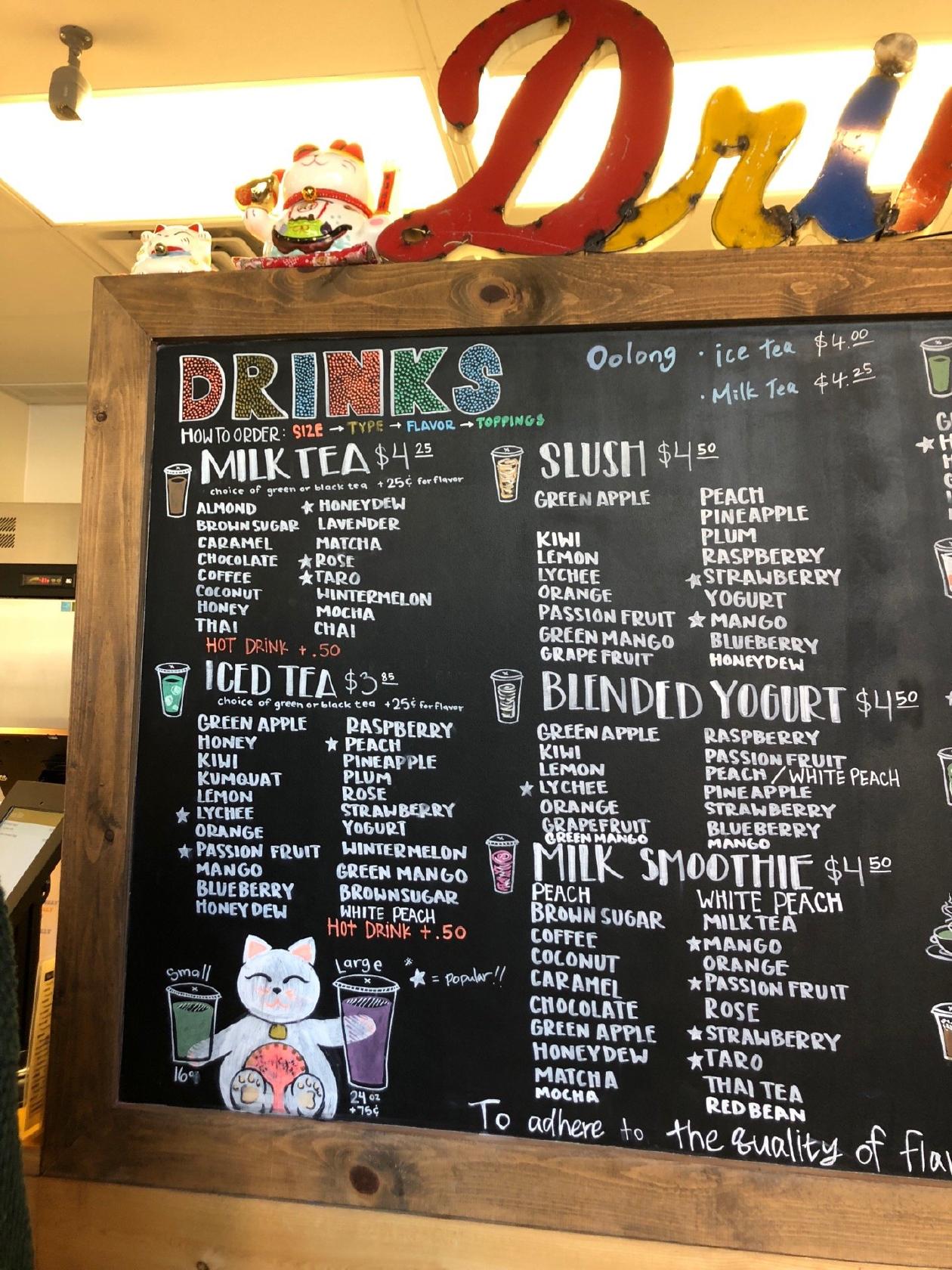 Menu at Tea Bar, Salt Lake City, E Wilmington Ave Ste 109