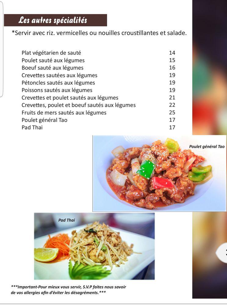 Menu au Chez Lan restaurant, Terrebonne