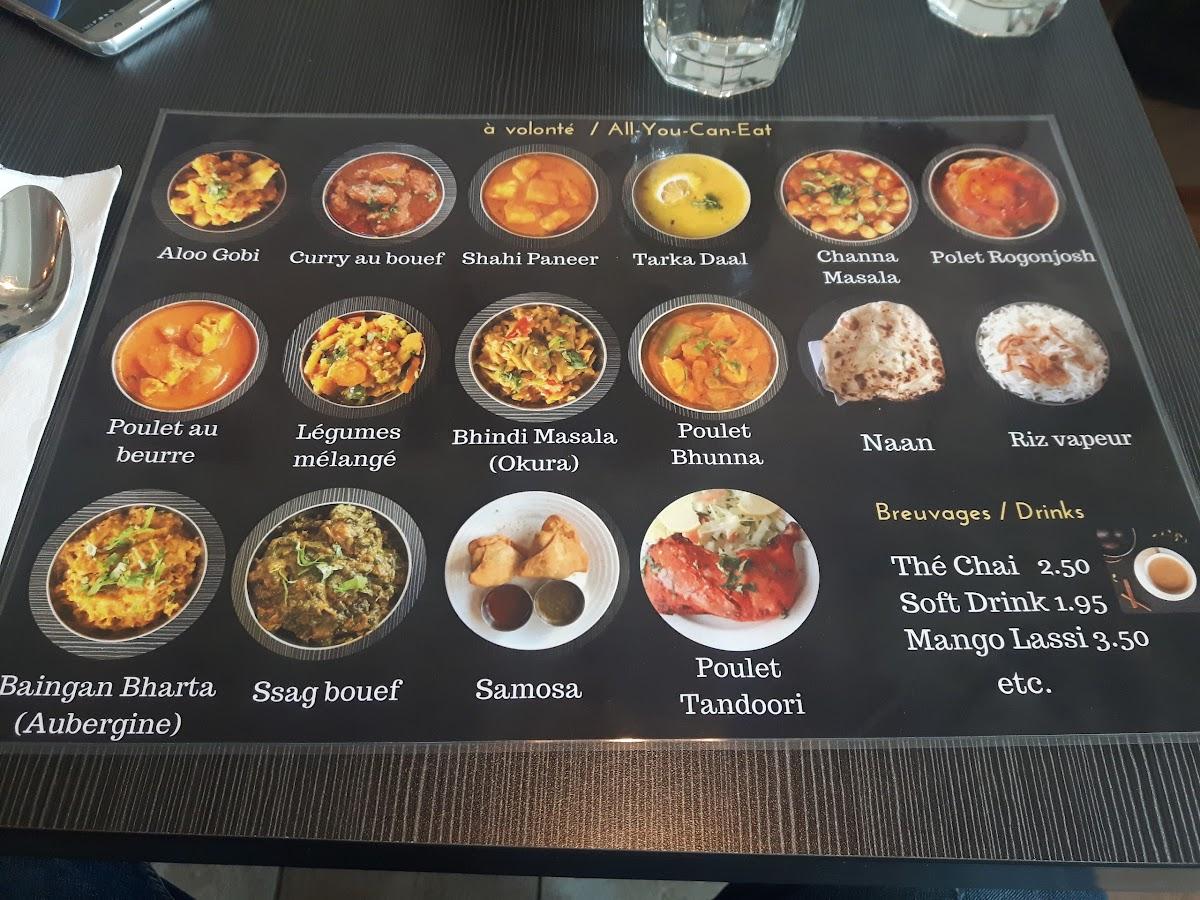 Menu at Buffet Maharani restaurant, Montreal