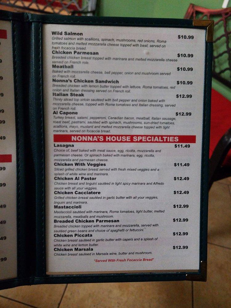 Menu at Nonna's Italian Restaurant, San Bernardino
