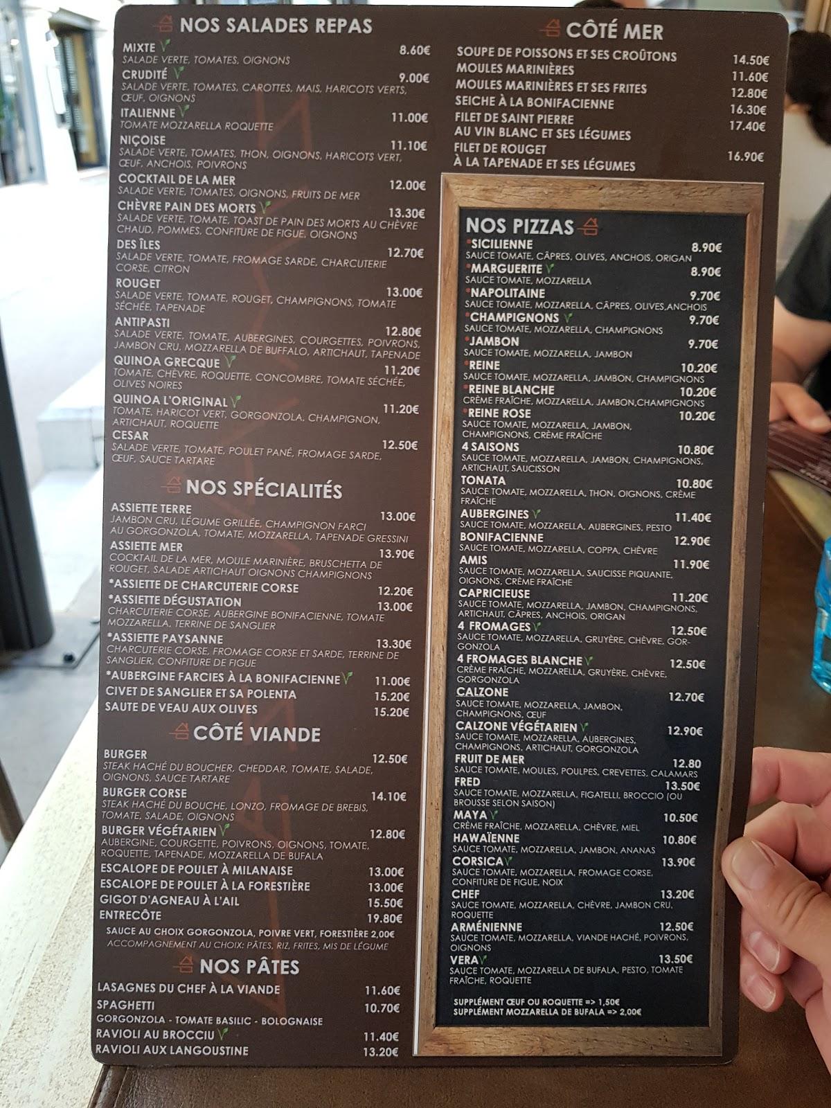 Menu at Restaurant Les Amis, Bonifacio