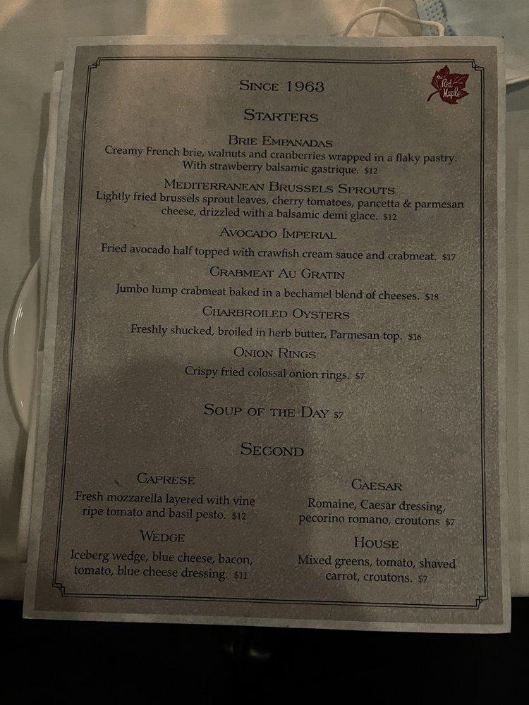 Menu at The Red Maple Restaurant, Gretna
