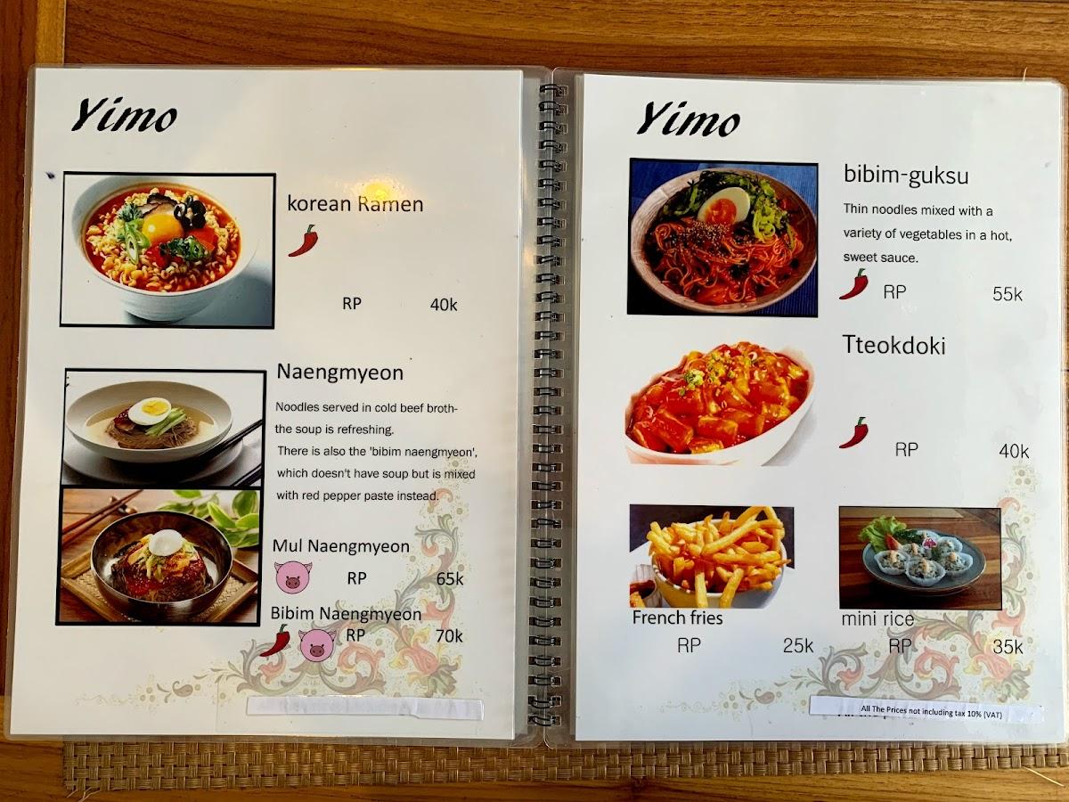 Menu at Yimo Korean Restaurant, Denpasar