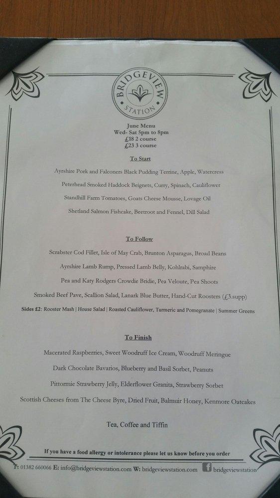 Menu at Bridgeview Station Restaurant, Dundee