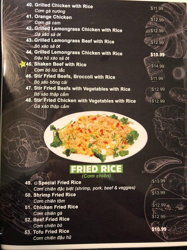 Menu at V.Nam Pho restaurant, Surprise