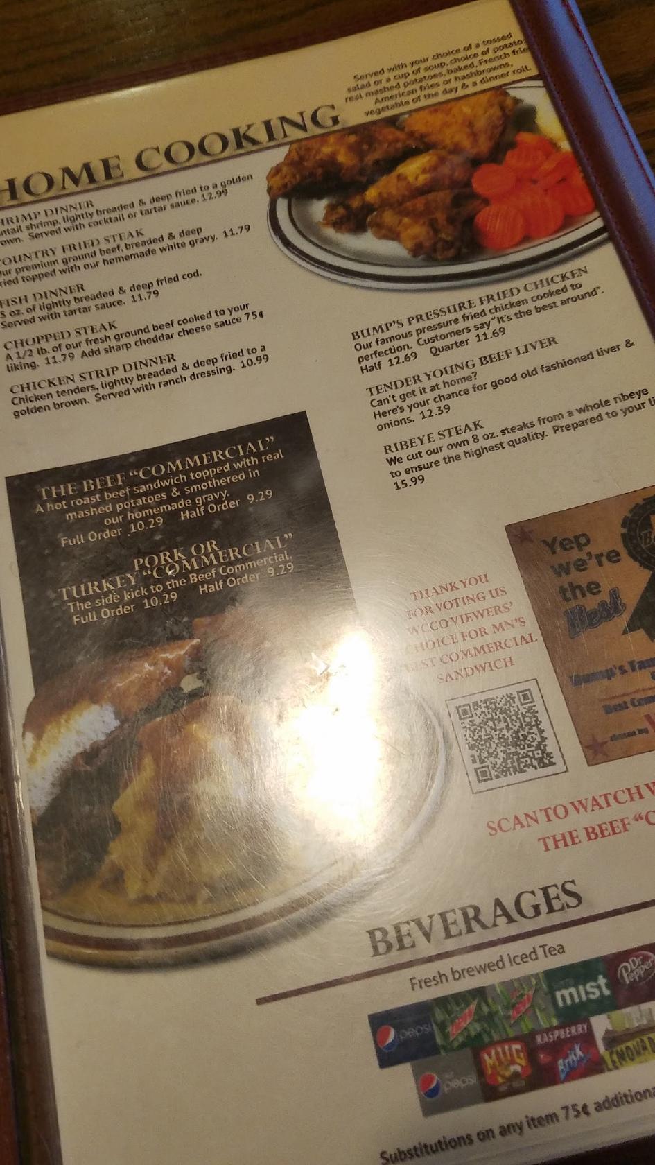 Menu at Bump's Family Restaurant, Glencoe