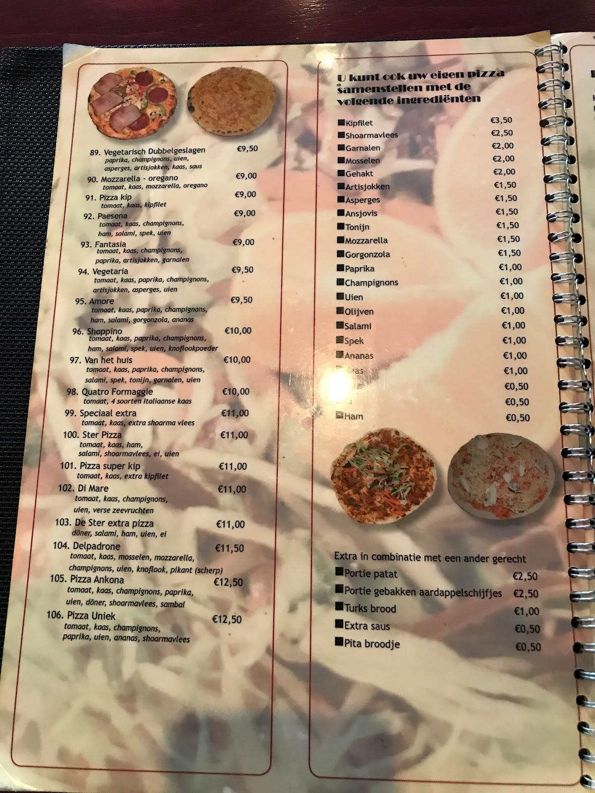 Menu at Eetcafe De Ster, Ommen