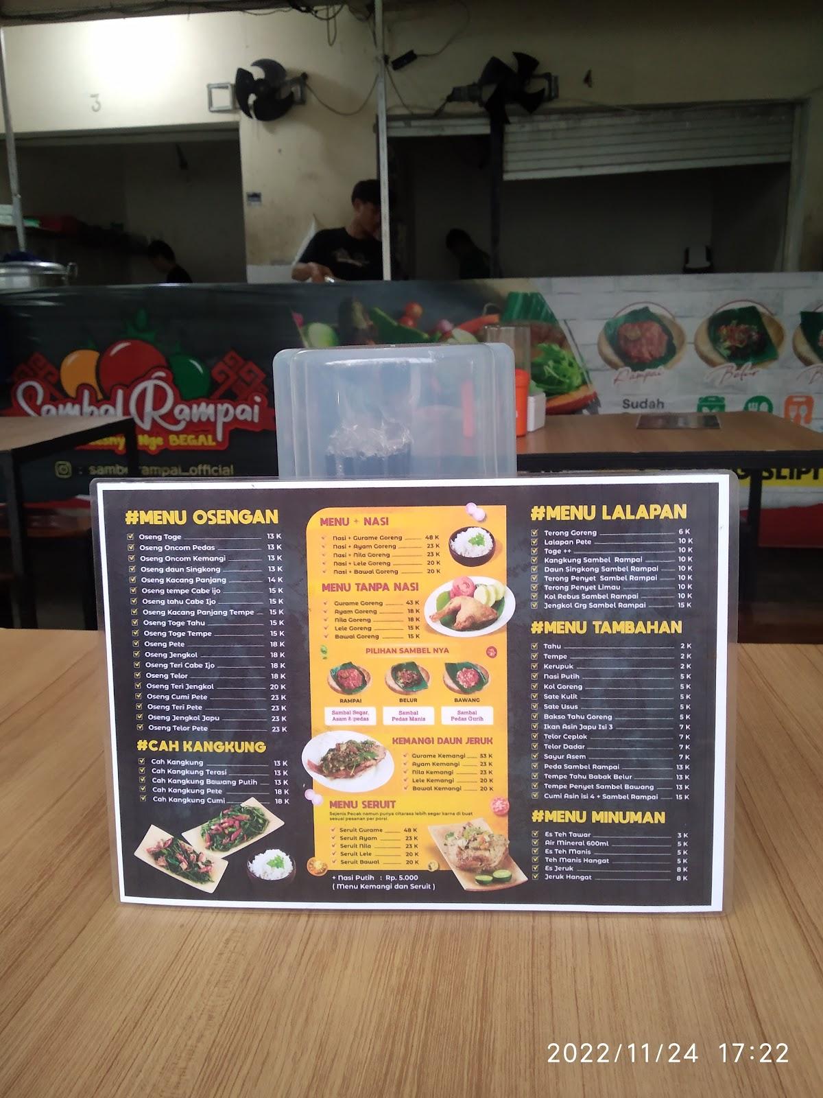 Carta del restaurante Nyambel Rampai Geh - Slipi, West Jakarta
