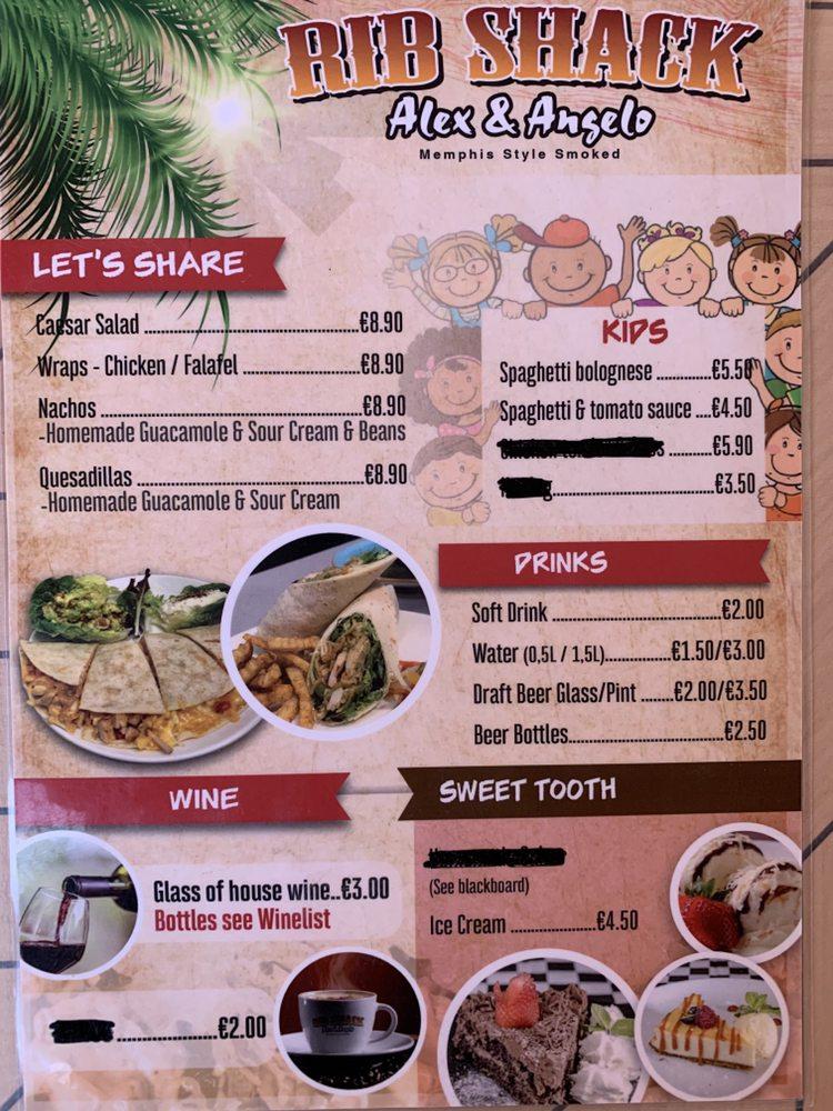 Menu at Rib Shack Marbella BBQ, Marbella