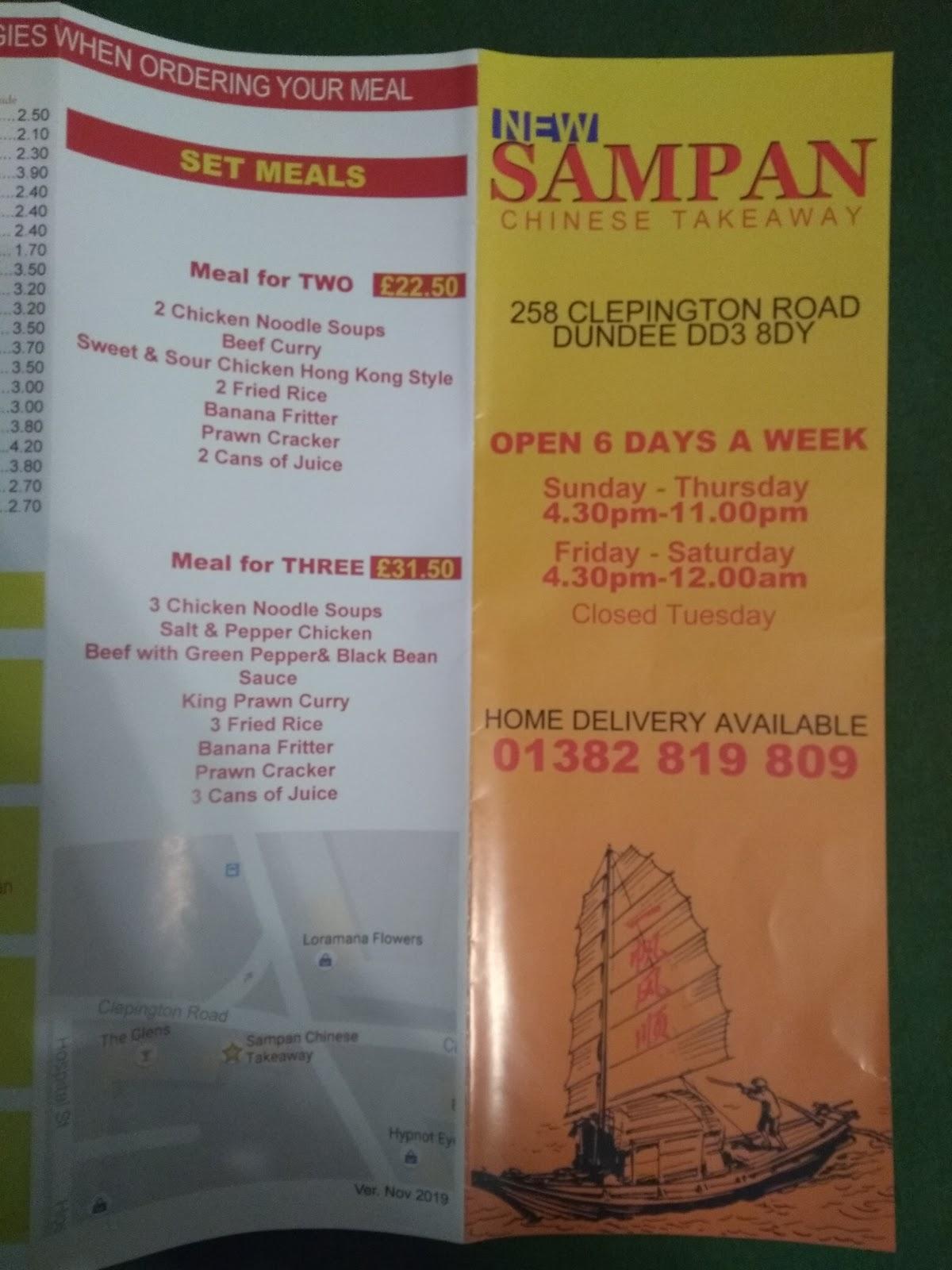 Sampan Chinese Takeaway, Dundee - Restaurant menu, prices and reviews