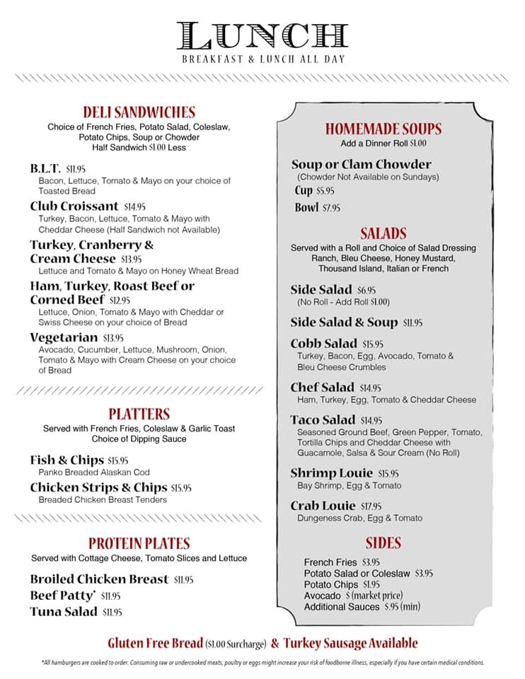 Menu at Fanny's Restaurant, Marysville, 505 Cedar Ave a1