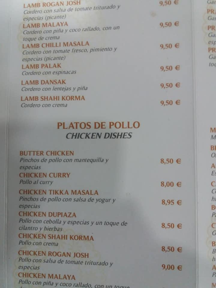 Menu at Restaurante Shere Khan, Moncada
