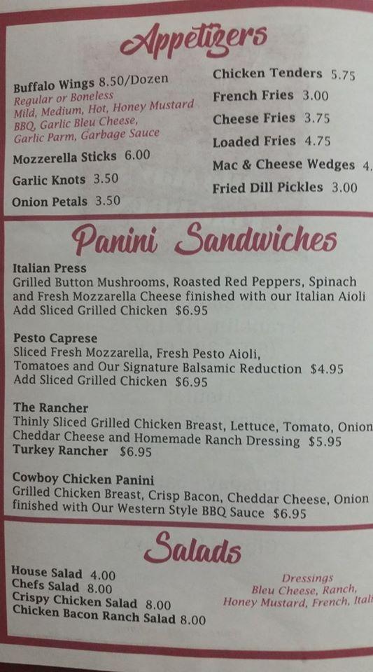 Menu at Two Brothers restaurant, Franklin