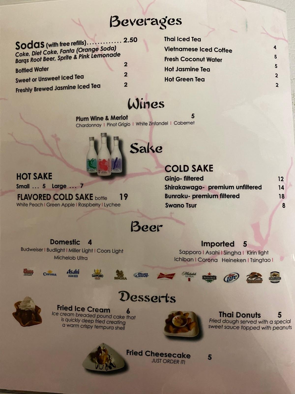 Menu at Wabi-Sabi restaurant, Merritt Island