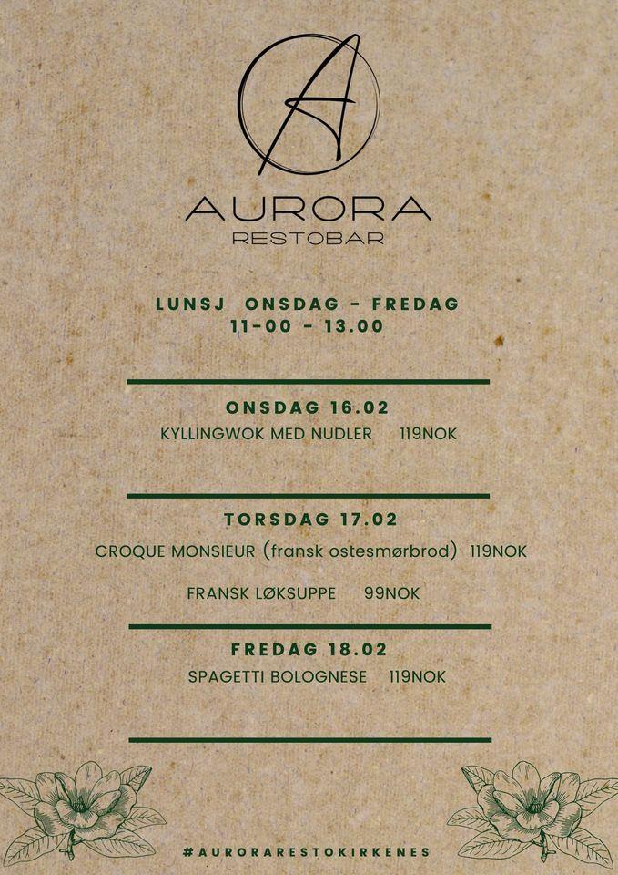 Menu at Aurora Restobar, Kirkenes