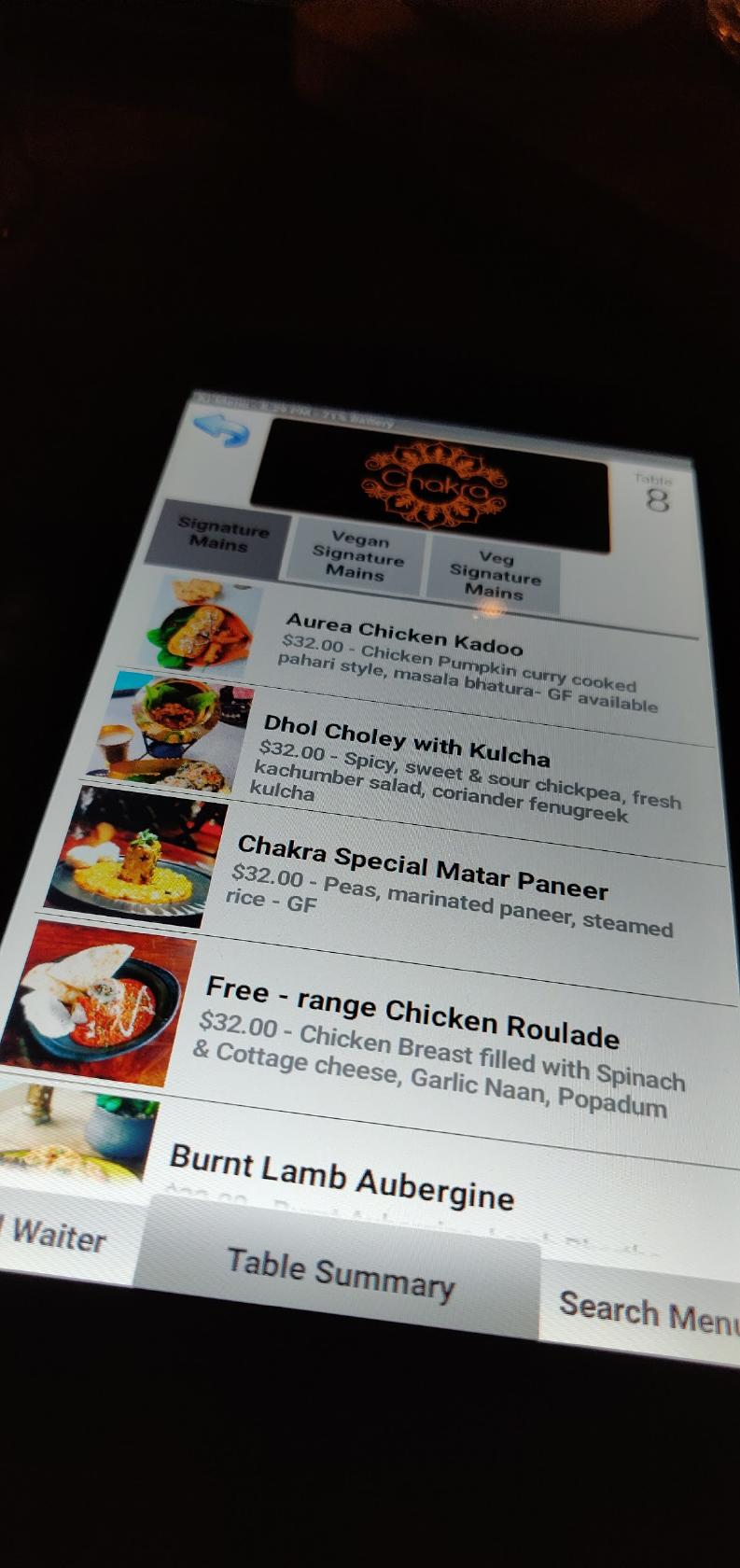 Menu at Chakra Restaurant, Inglewood, 839D Beaufort St