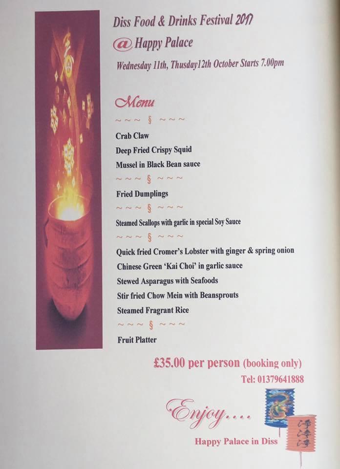 Menu at Happy Palace fast food, Diss
