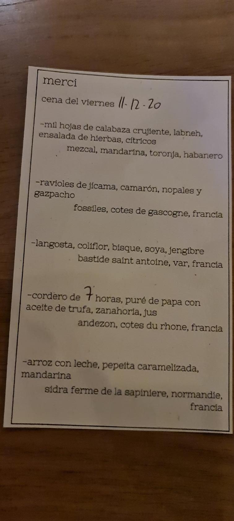 Carta del restaurante Merci Paseo 60, Merida, CALLE 60 #346 x 33 y 35-A ...