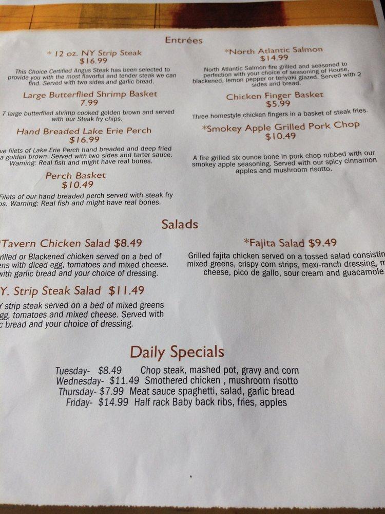 Menu at Miller-Doan Tavern pub & bar, Canal Fulton