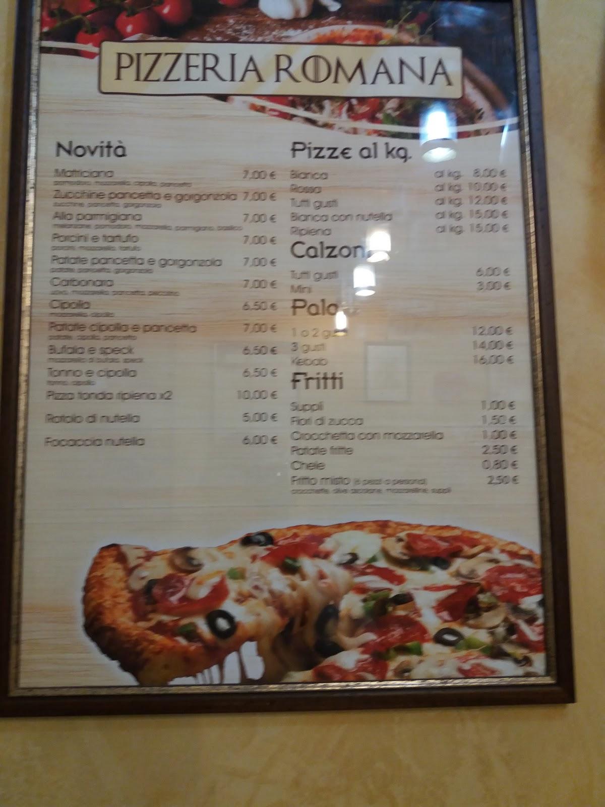 Menu at Pizzeria Romana, Municipio Roma X, Viale dei Promontori