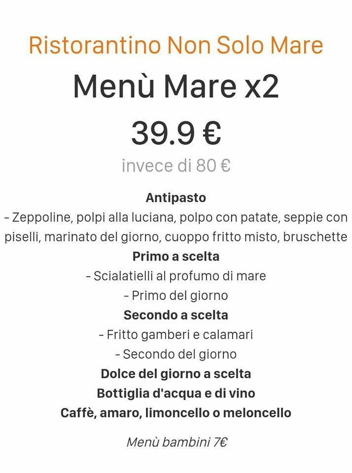 Menu at Non Solo Mare restaurant, Pozzuoli