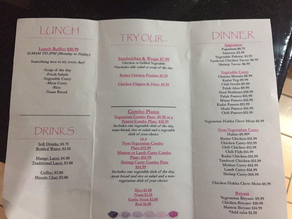 Menu at Tawa Grill restaurant, Halifax