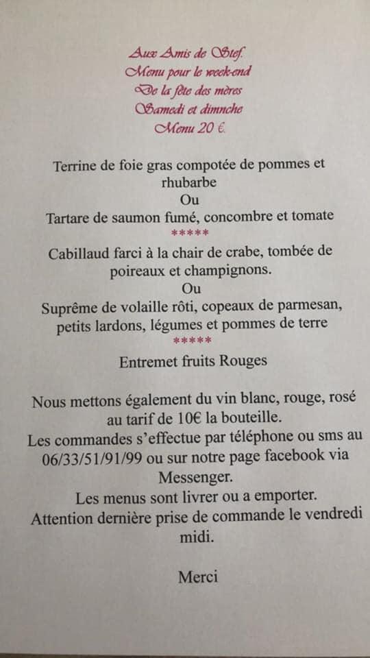 Menu au Aux Amis de Stef restaurant, Echinghen