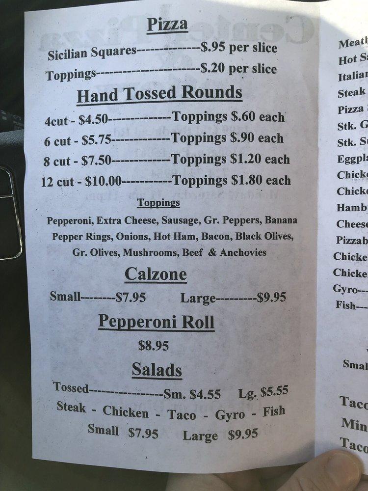Menu at Center Pizza pizzeria, Monaca