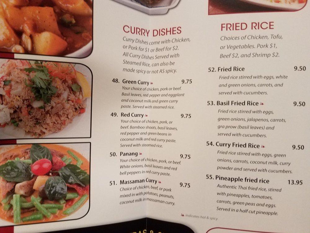 Menu at Lao and Thai Spicy Noodle restaurant, South Elgin
