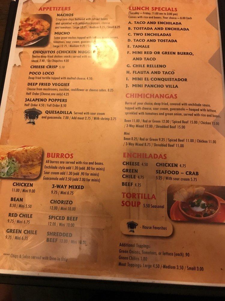 Menu at Plum Loco restaurant, Idaho Falls