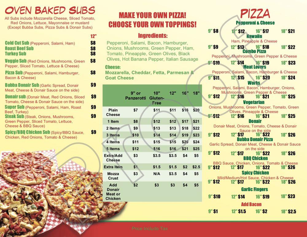 Menu at A-1 Pizza Port Hawkesbury pizzeria, Port Hawkesbury