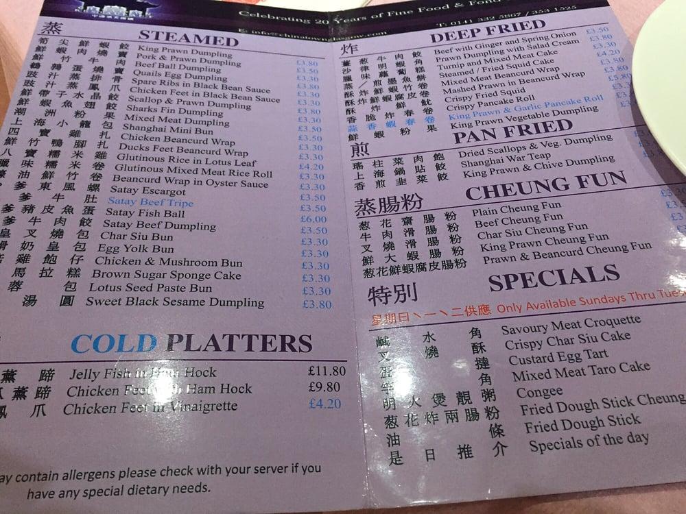 Menu at Chinatown Restaurant Glasgow, Glasgow