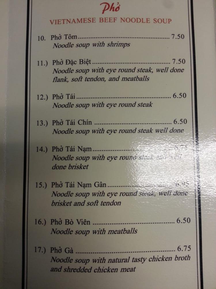 Menu at Pho Ha restaurant, Nederland, Nederland Ave