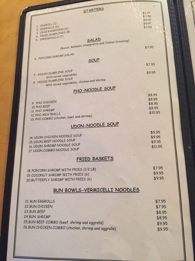 Menu at Ngo's Dine-In restaurant, Rockport