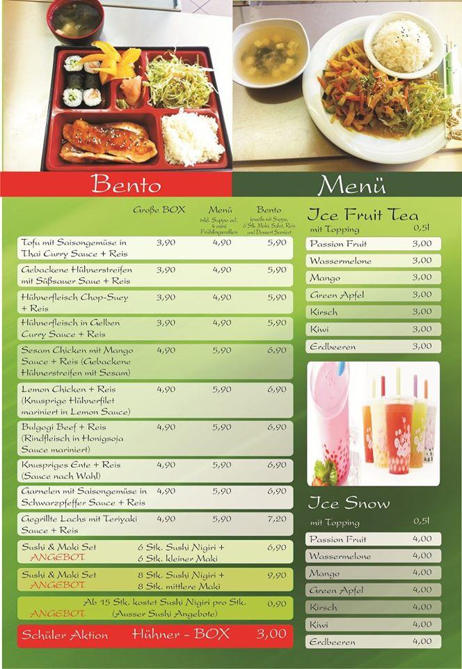Menu at Quick to go fast food, Vienna