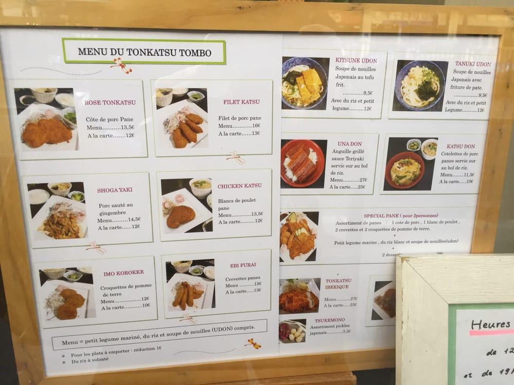 Menu au Tonkatsu Tombo restaurant, Paris